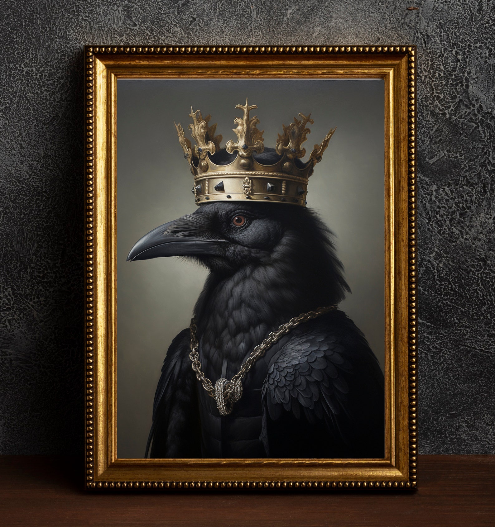 Portrait of a Raven With Crown, King, Vintage Poster, Art, Poster ...