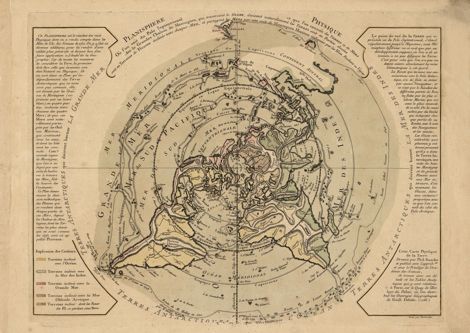 Flat Earth Buache Map, Old Map, Antique, Art Print, Vintage Print ...