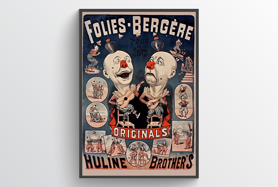 Clowns, Circus, Huline Brothers, Weird, Poster, Retro Art, Vintage ...