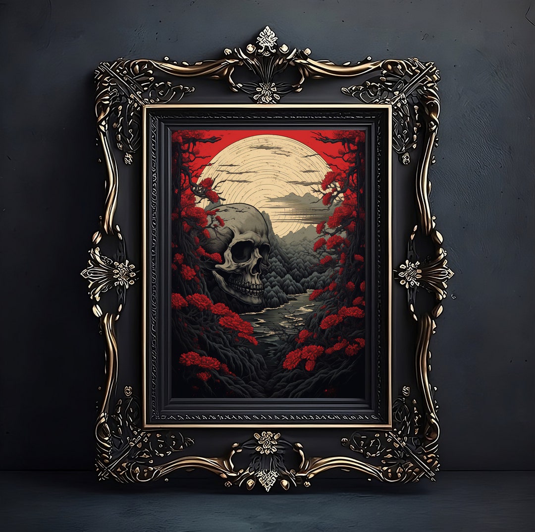 Skull in the Landscape, Picture, Wall Art, Poster, Print, Home Decor ...