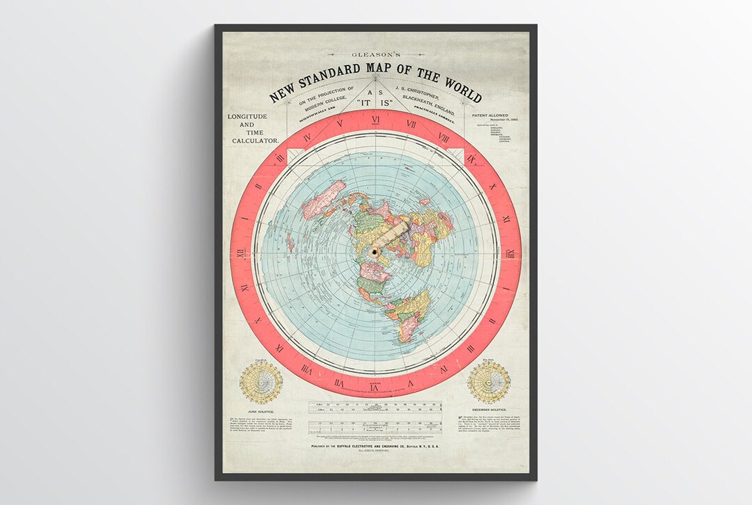 New Standard World Map, Alexander Gleason’s Map, Art Print, Antique ...