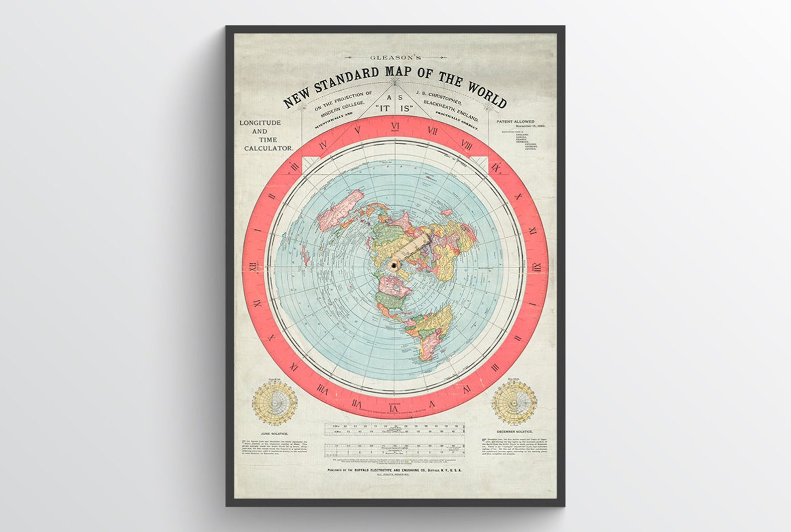 New Standard World Map, Alexander Gleason’s Map, Art Print, Antique ...