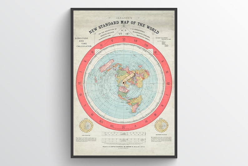 New Standard World Map, Alexander Gleasons Map, Art Print, Antique, Old ...