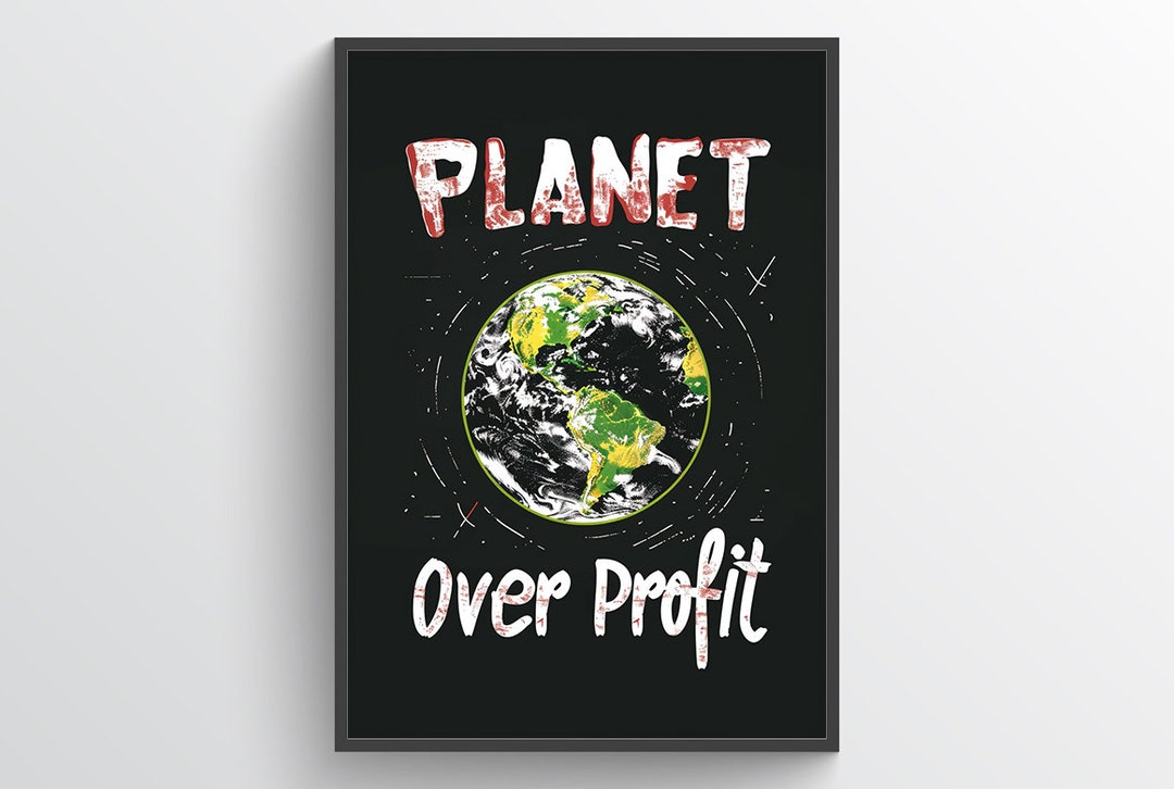 Planet Over Profit Illustrated Earth Poster | Eco-friendly Decor Art ...