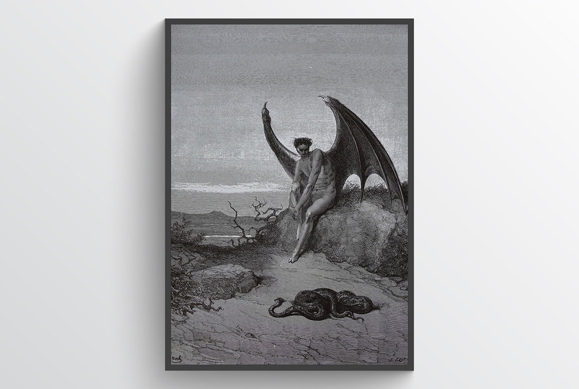 Illustration of Lucifer and the Serpent for the Poem Paradise Lost, Art ...