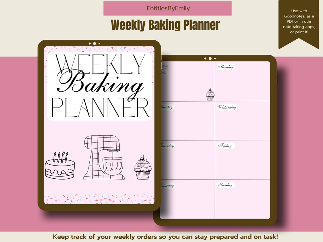 Weekly Baking Planner, Planners for Bakers, Baker Weekly Planner ...
