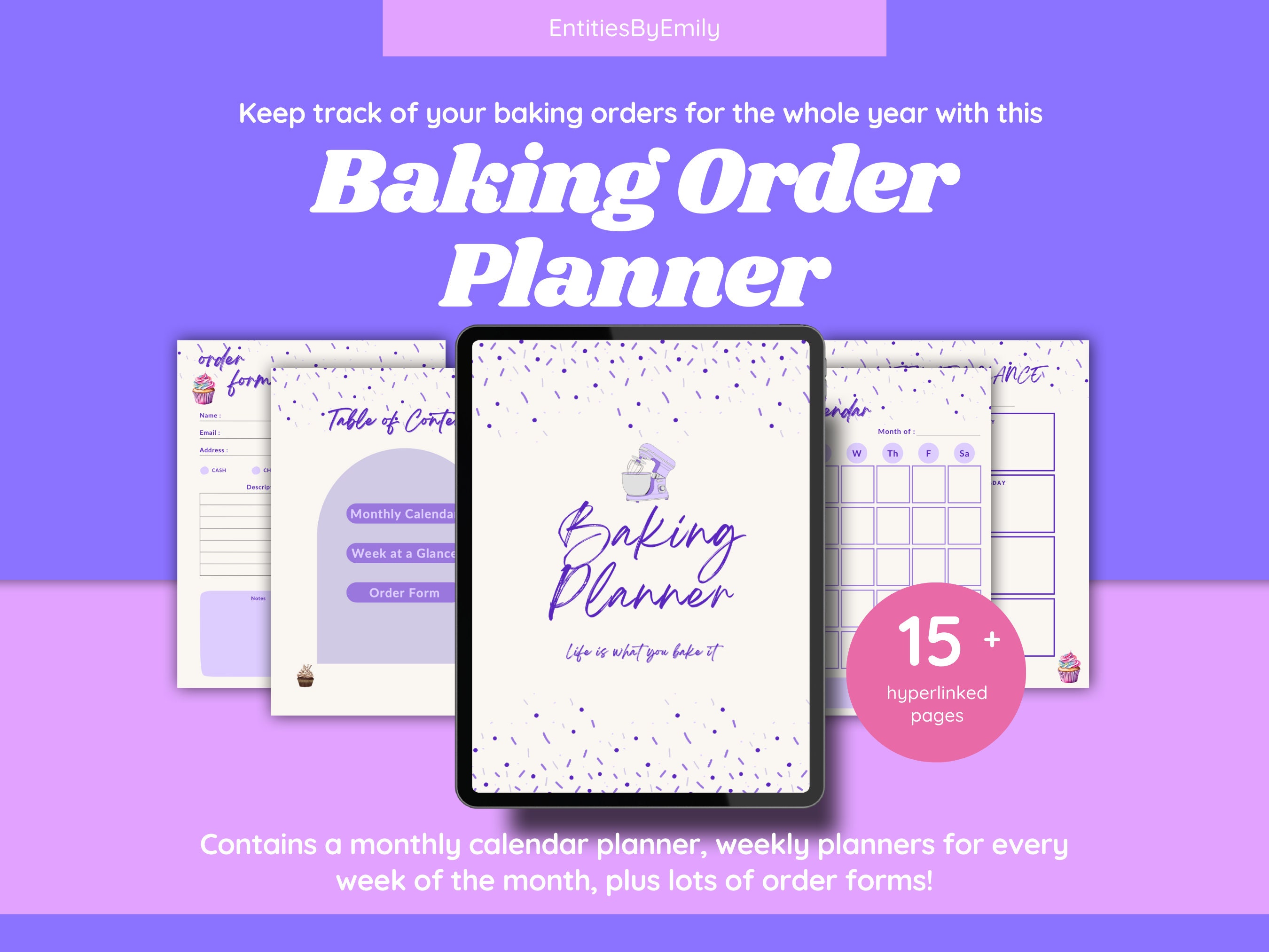 Baking Planner With Order Forms, Monthly Baking Planner, Weekly Baking ...