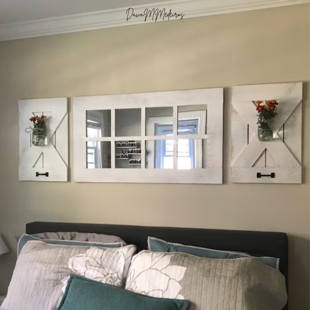 8 Pane Farmhouse Wall Decor Window Mirror Rustic Window Mirror Rustic ...