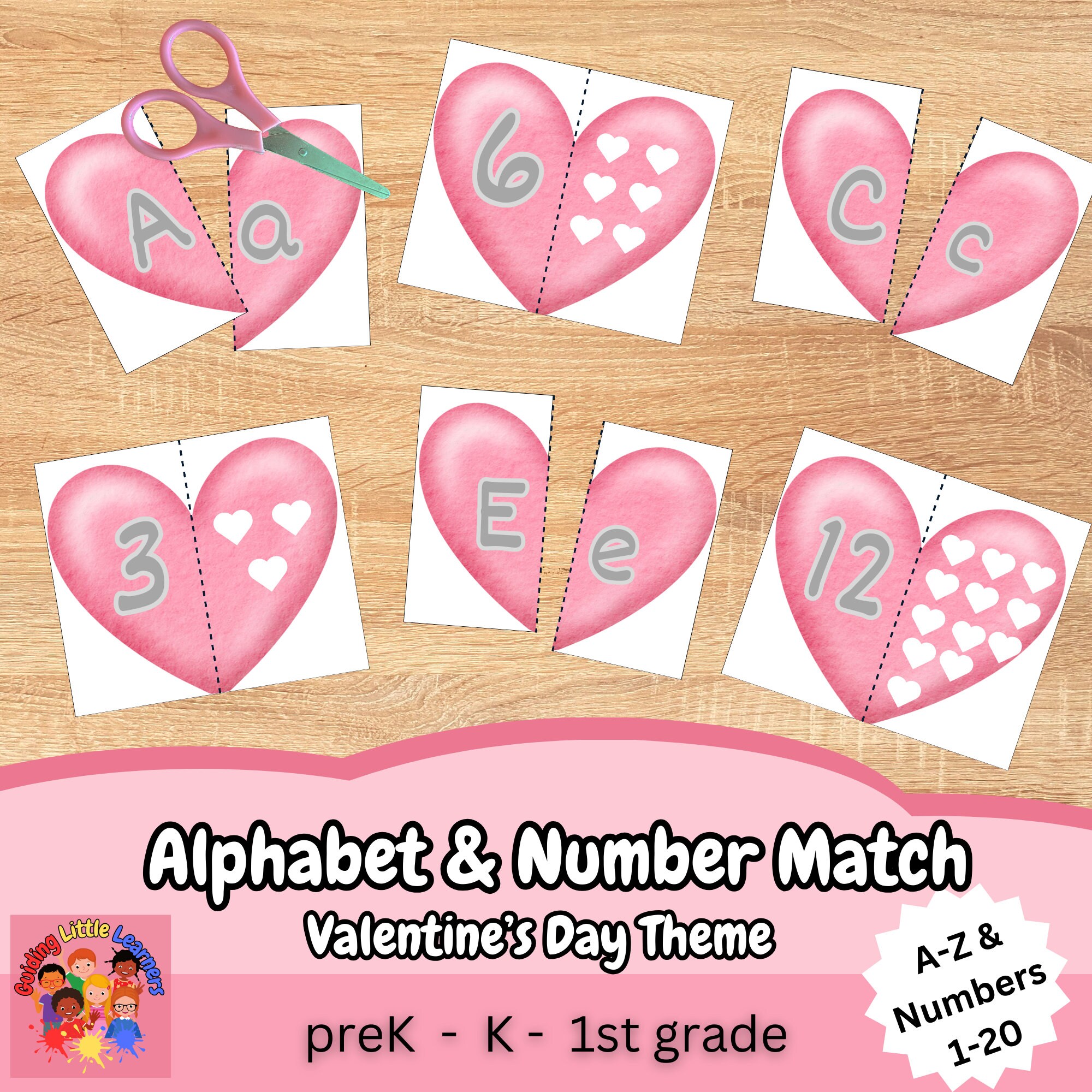 Abc's and 123's Match: Valentine's Day - Etsy