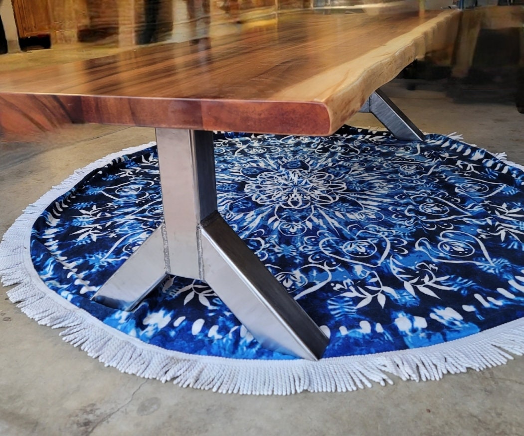 74"x 25"x 2" Live Edge Saman Block With 3/16" Thick Polished Steel Base ...