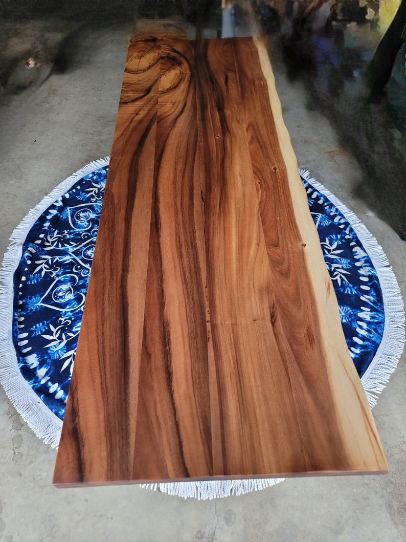 74"x 25"x 2" Live Edge Saman Block With 3/16" Thick Polished Steel Base - Etsy