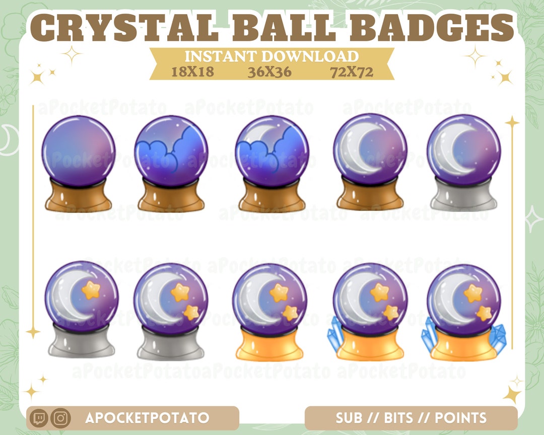 Crystal Ball Sub/bits Badges - Cute Twitch Badges - Witchy Halloween Badges - Magical Fantasy ...