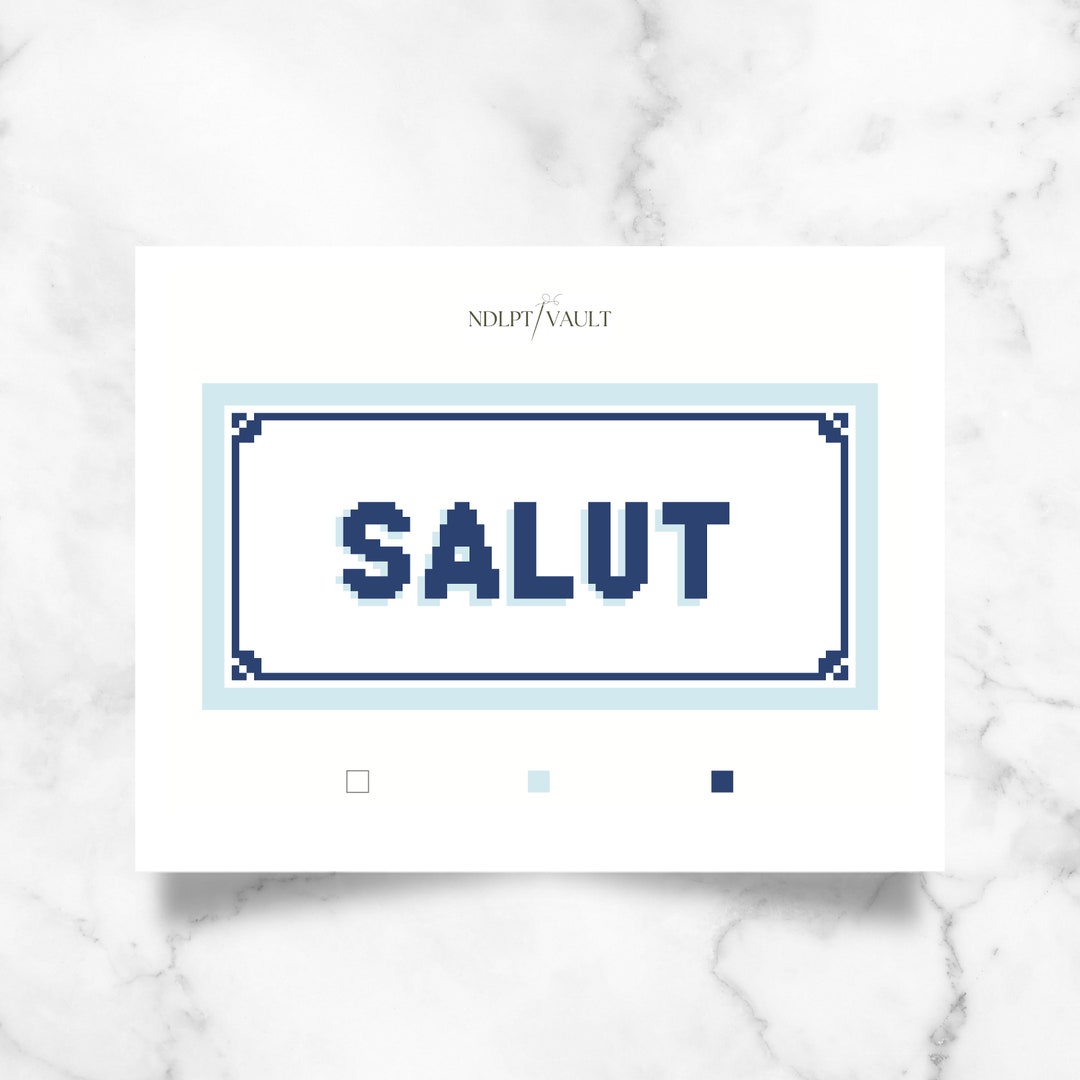 Salut Needlepoint Chart Needlepoint Canvas Design French Needlepoint ...