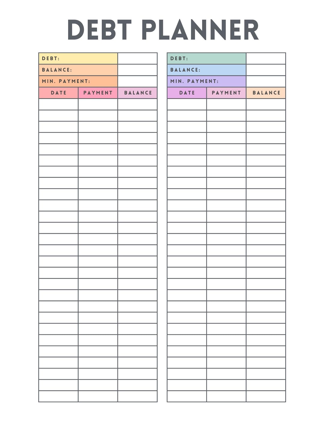 Debt Planner - Etsy