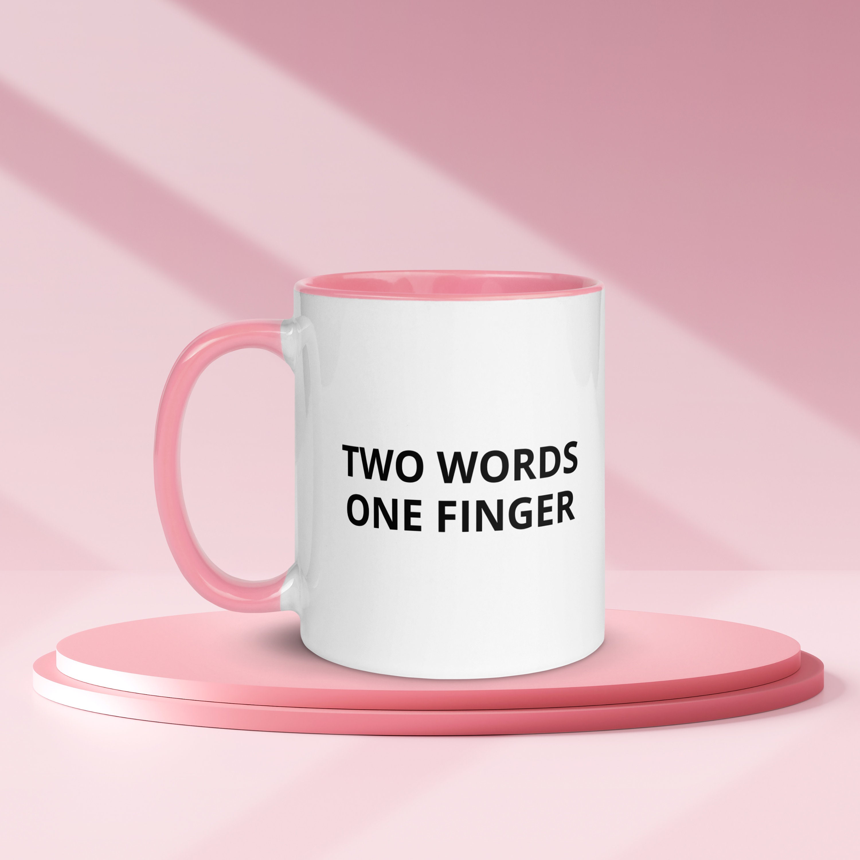 Two Words One Finger Mug | Middle Finger Mug | Offensive Mug | Funny ...