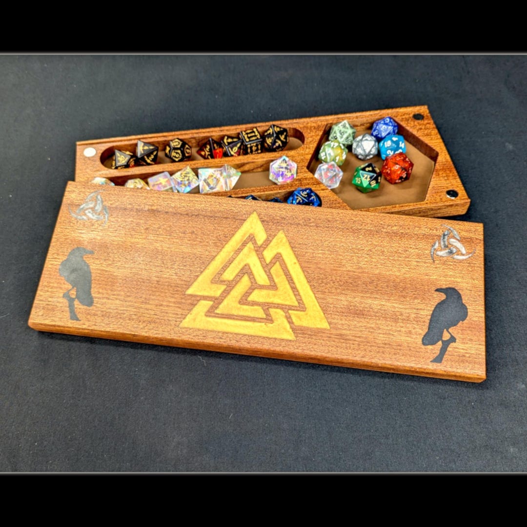 Solid Hardwood and Epoxy Inlaid Hero Dice Vault, Dice Box, Dice Carrier ...