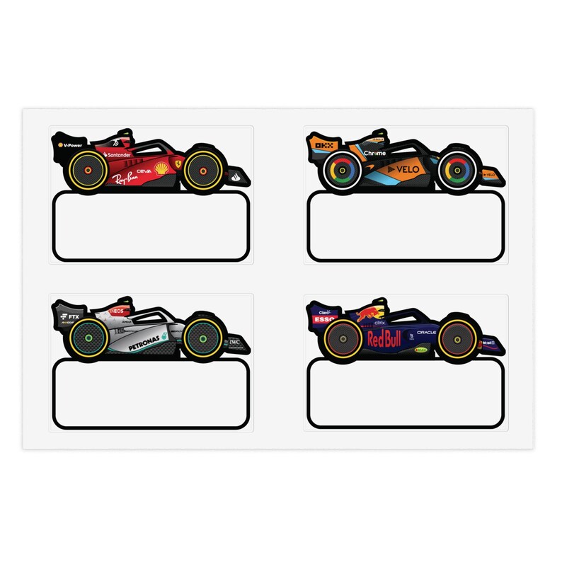 F1 Car Sticker Pack 5pcs Fun Formula 1 Labels for Kids & Enthusiasts ...