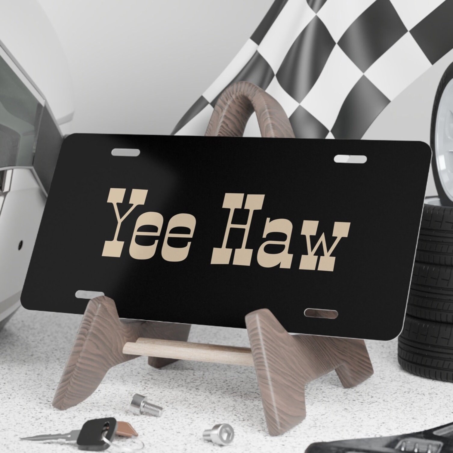 Black and Cream Yee Haw Western License Plate, Cowboy, Western Slang ...