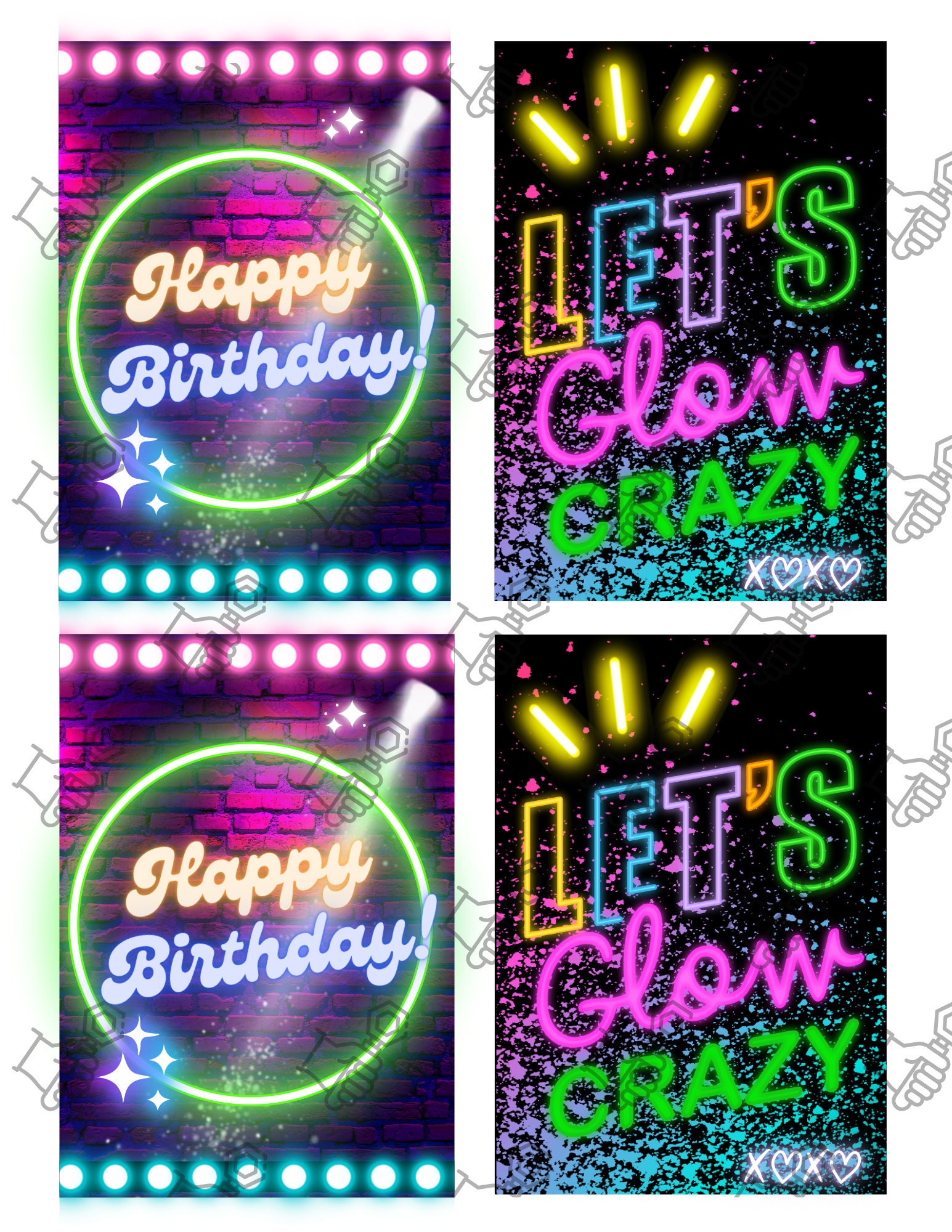Neon Birthday Party Printables - Etsy