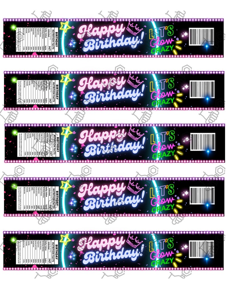 Neon Birthday Party Printables - Etsy