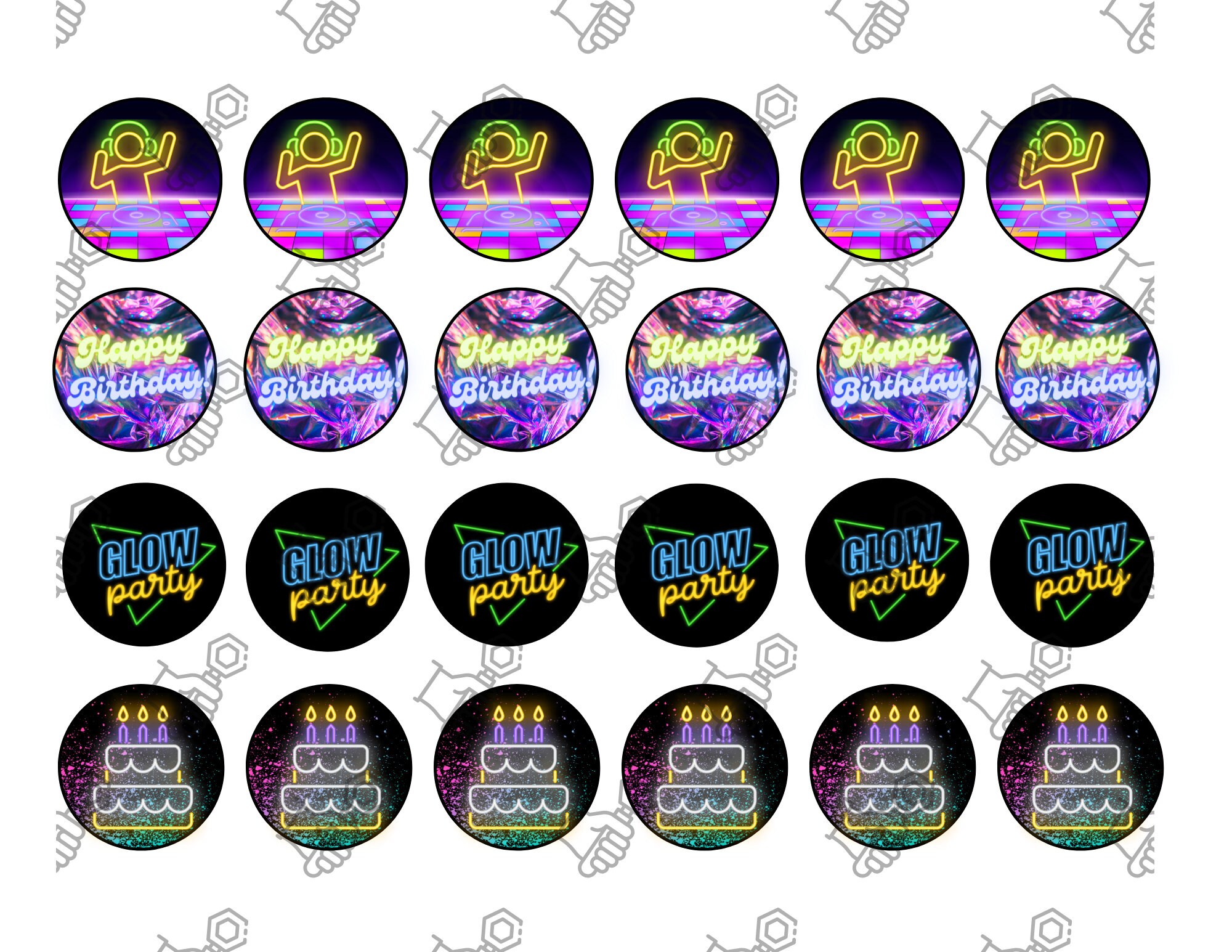 Neon Birthday Party Printables - Etsy