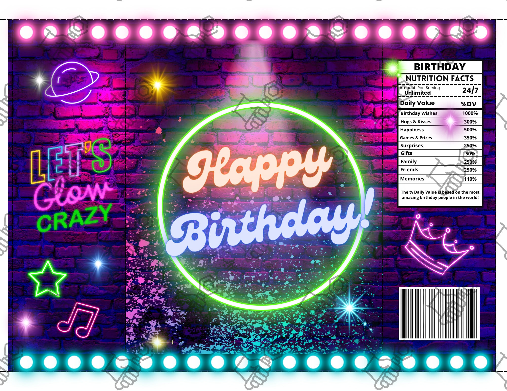 Neon Birthday Party Printables - Etsy