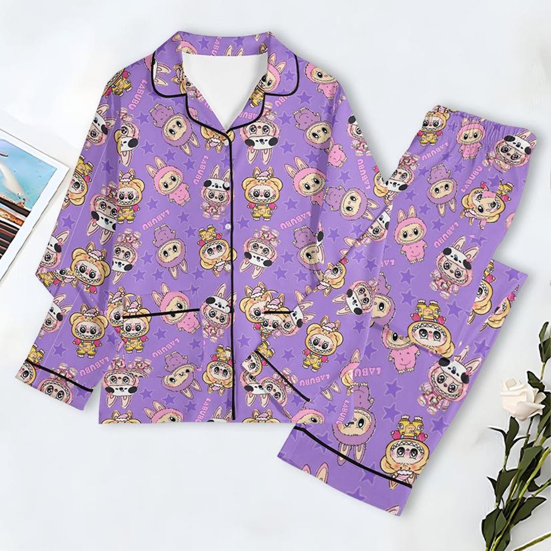 Labubu Pajamas Set, Monsters Labubu Kpop Pajamas Set, Labubu Character ...