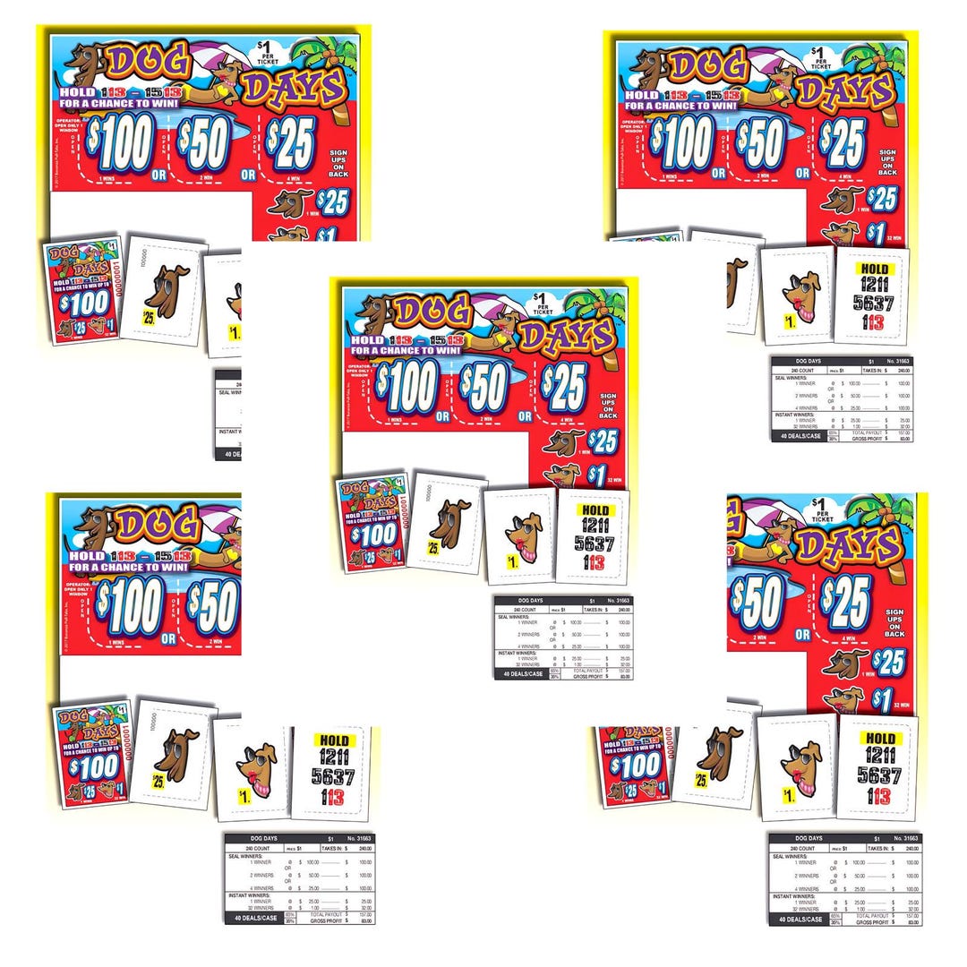 Pull Tab Tickets - Hard Card - Game - 5 Pack - Dog Days - 240 Ct Ea - Etsy