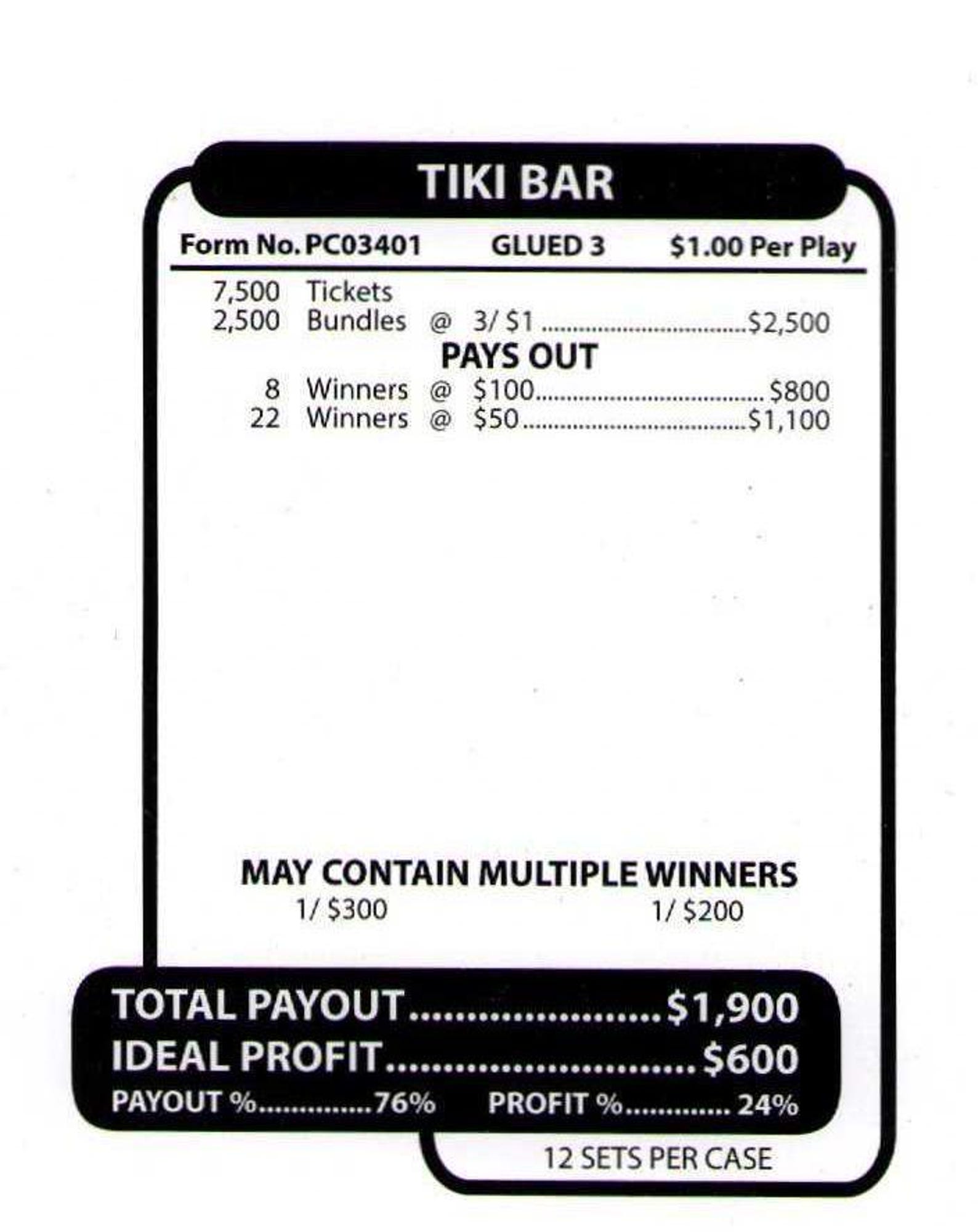 Tiki Bar - Jar Ticket - Pull Tab Ticket - Ticket for Amusement Purposes ...