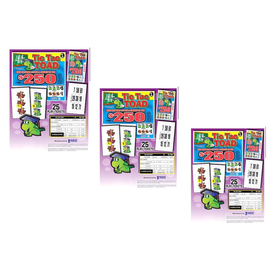 Pull Tab Tickets – Hard Cards – Game - 3 Pack - Tic Tac Toad - 512 Ct ...