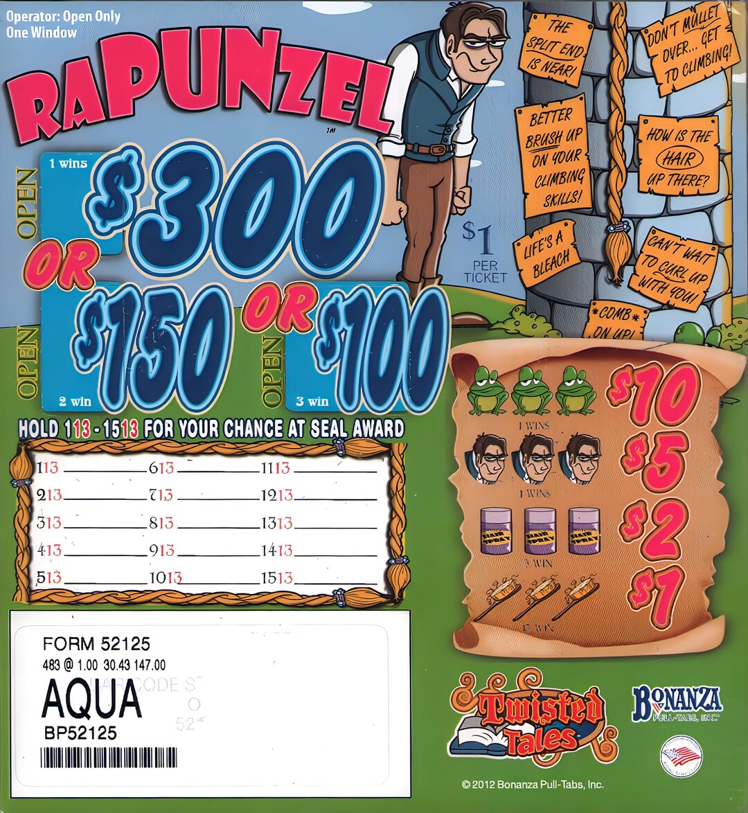 3 Pack Rapunzel - Pull Tab Ticket - Hard Card - Ticket for Amusement ...