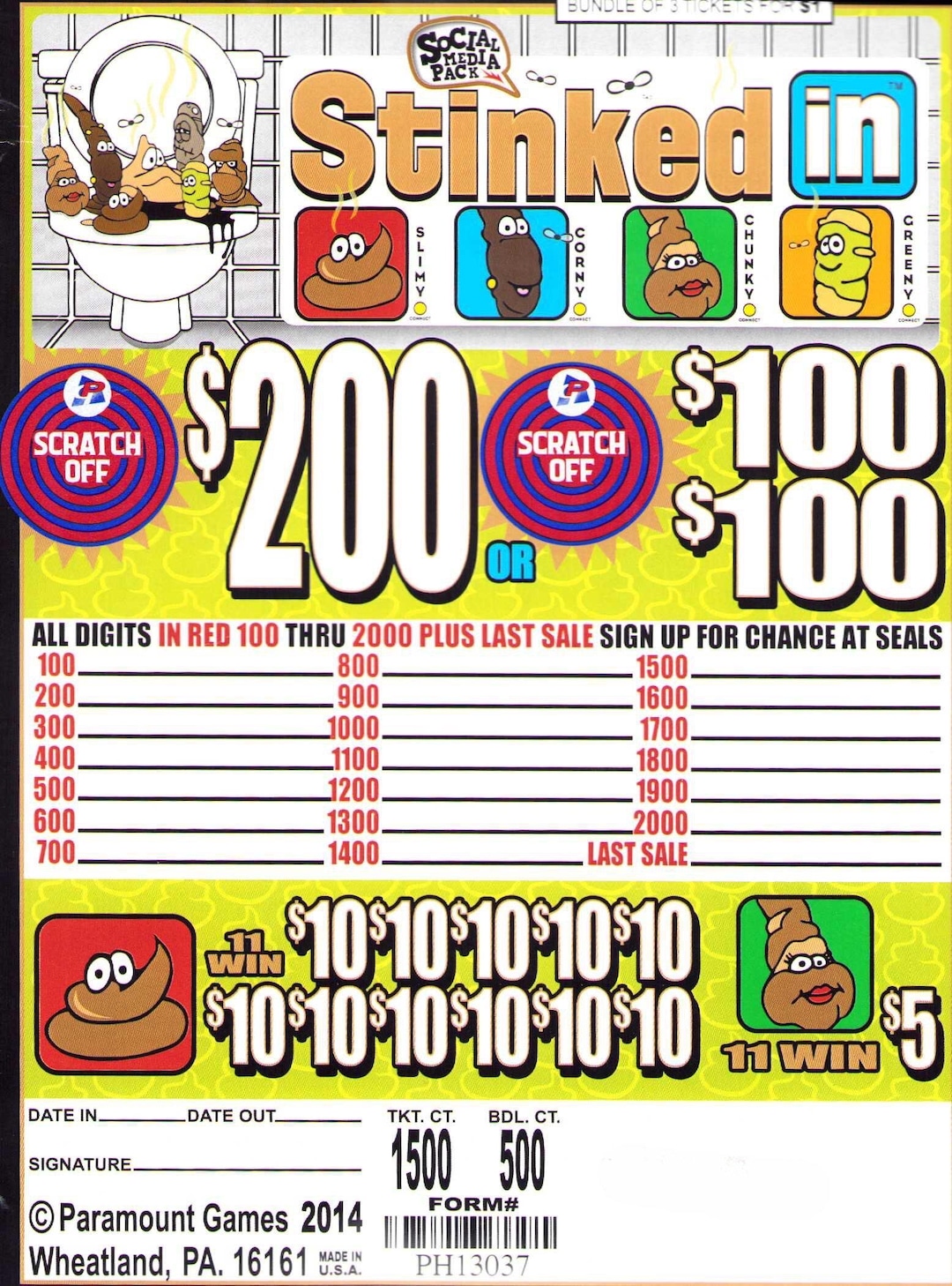 Pull Tab Tickets - Jar - Game - Holder - Stinked in - 500 Ct - Etsy