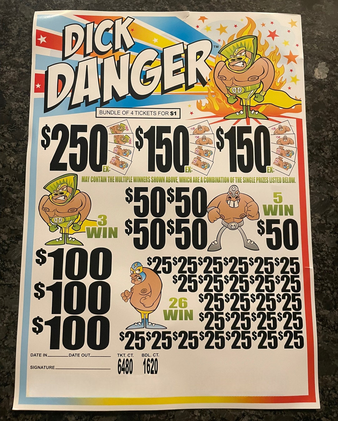 Dick Danger Jar Ticket Pull Tab Ticket Tickets for Amusement Purpose ...