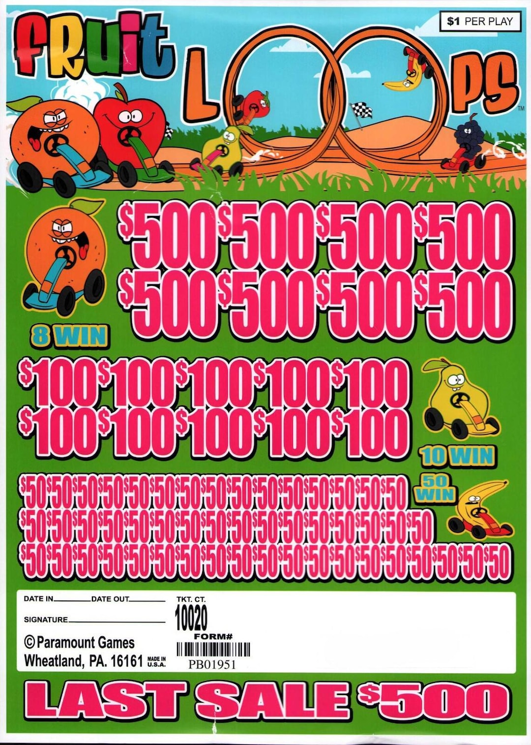 Fruit Loops Pull Tab Jar Tickets 10,020 Count - Etsy