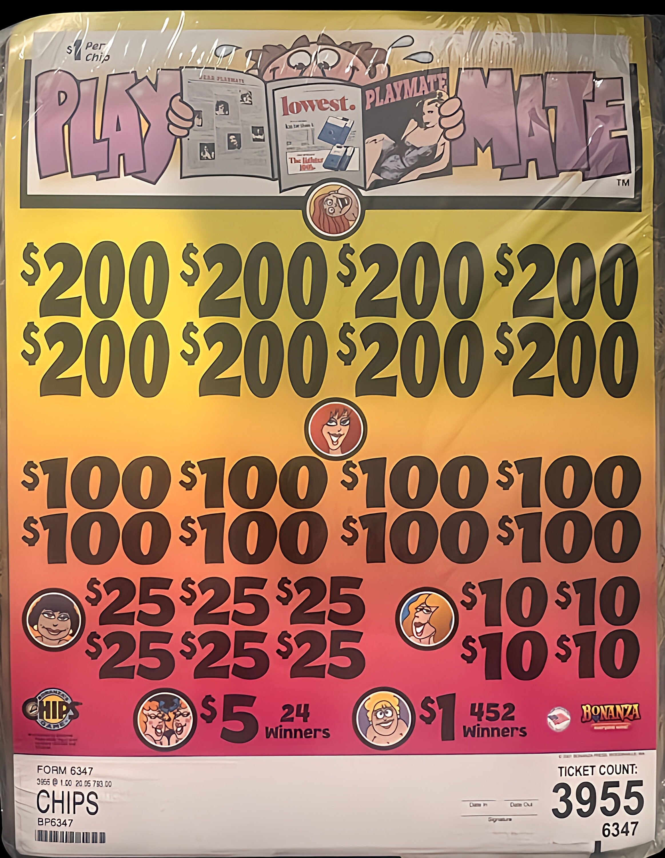 Play Mate Chip Ticket Pull Tab Ticket Ticket for Amusement Purposes ...