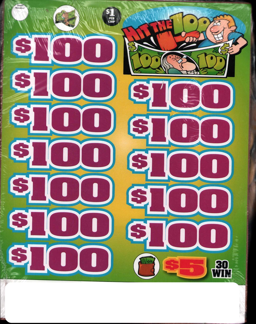 Hit the 100 #5 - Chip Ticket - Pull Tab Ticket - Ticket for Amusement ...