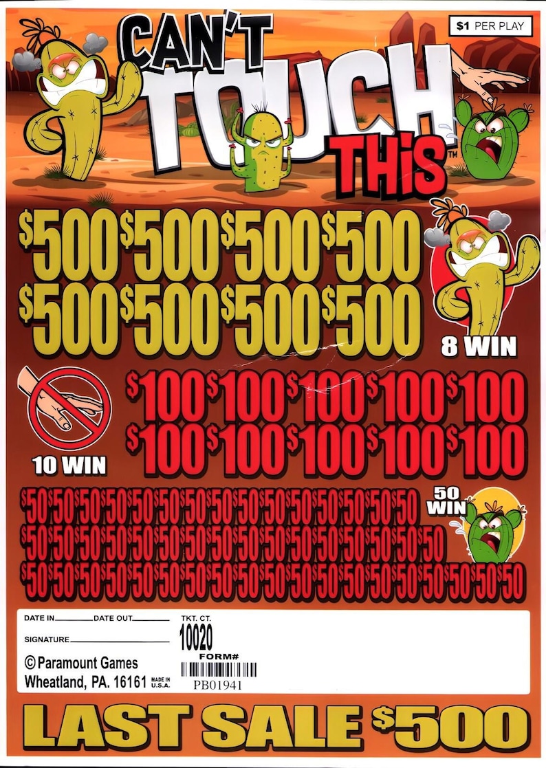 Pull Tab Tickets – Jar – Game - Can't Touch This - 10,020 Ct - Etsy