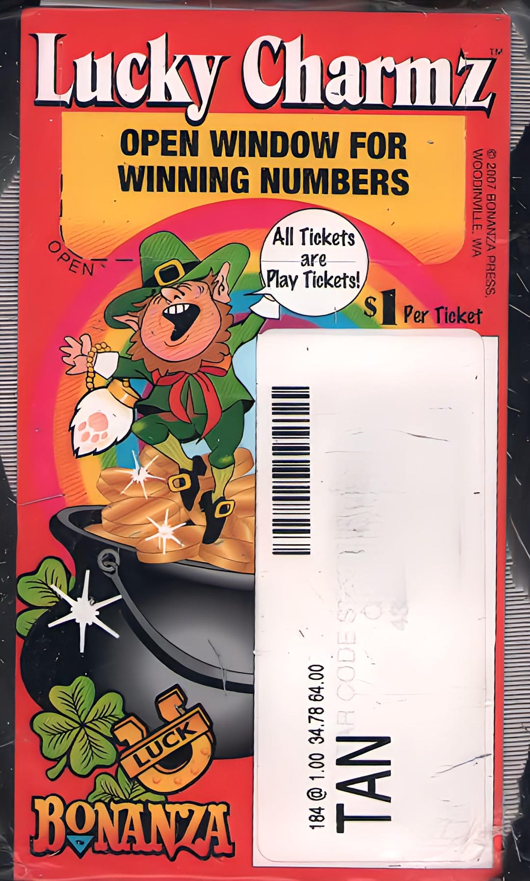 5 Pack - Lucky Charmz - Hard Card - Ticket for Amusement Purposes Only ...