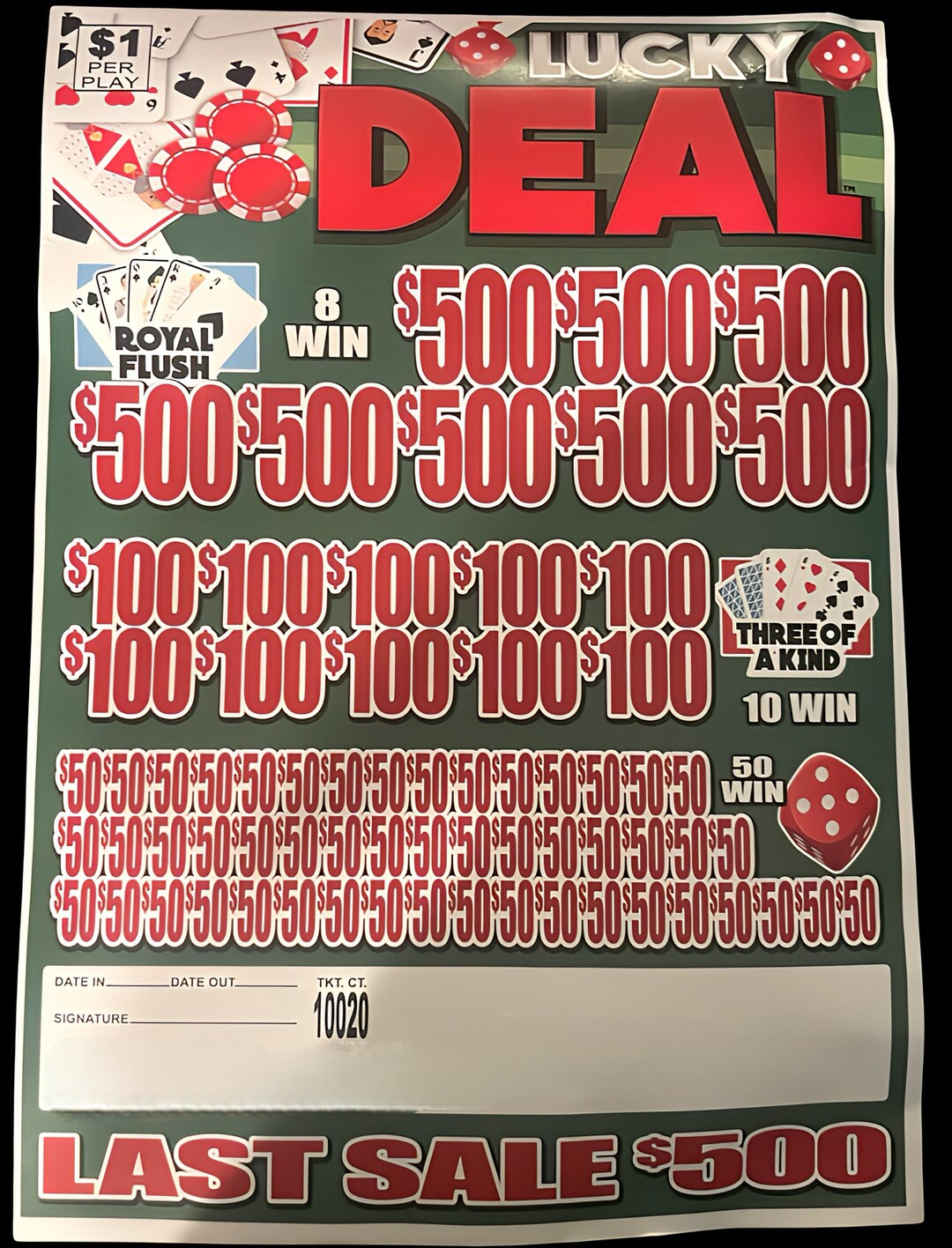 Lucky Deal Jar Ticket Pull Tab Ticket Ticket for Amusement Purpose Only ...