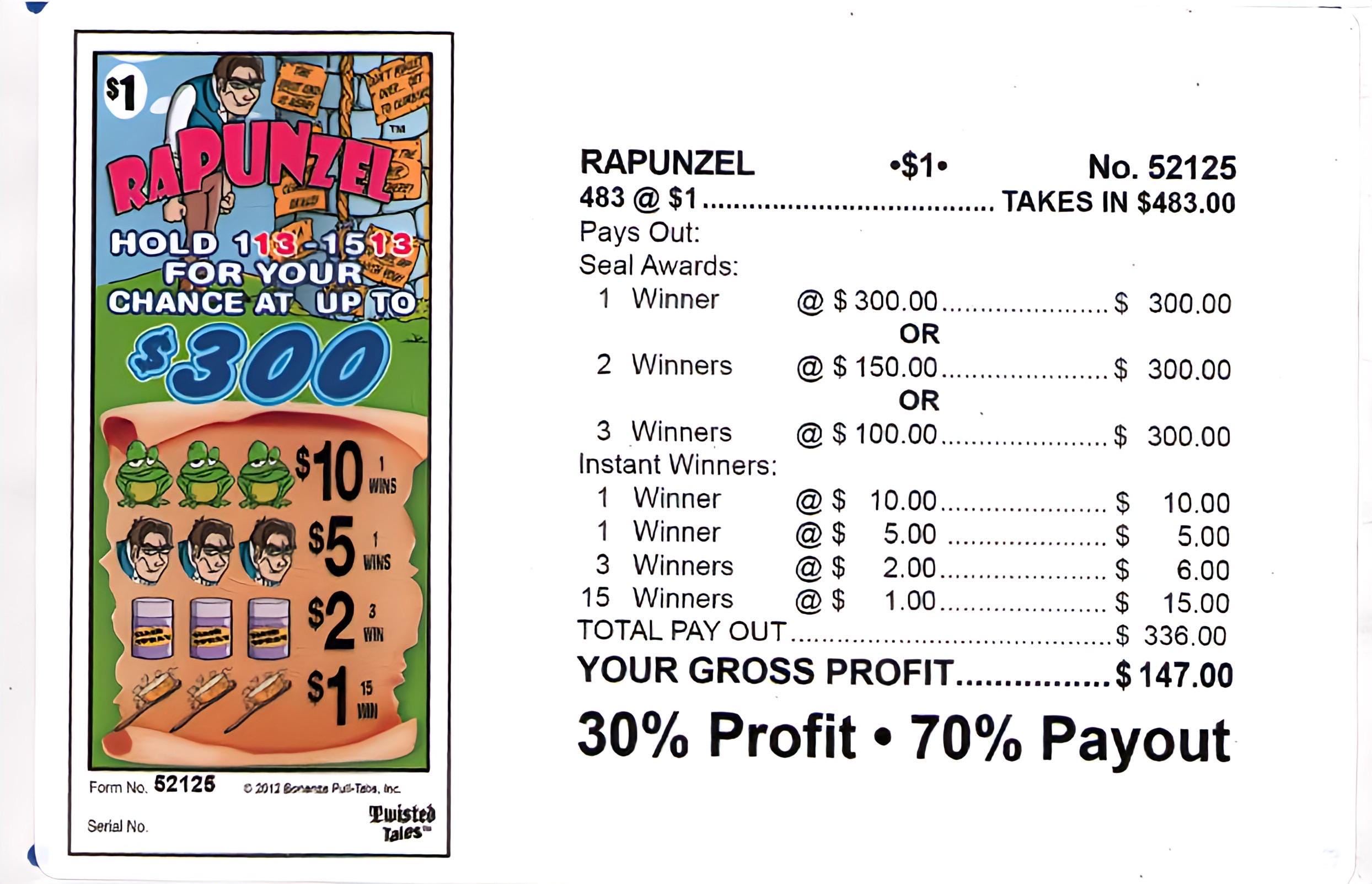 3 Pack Rapunzel Pull Tab Ticket Hard Card Ticket for Amusement Purposes ...