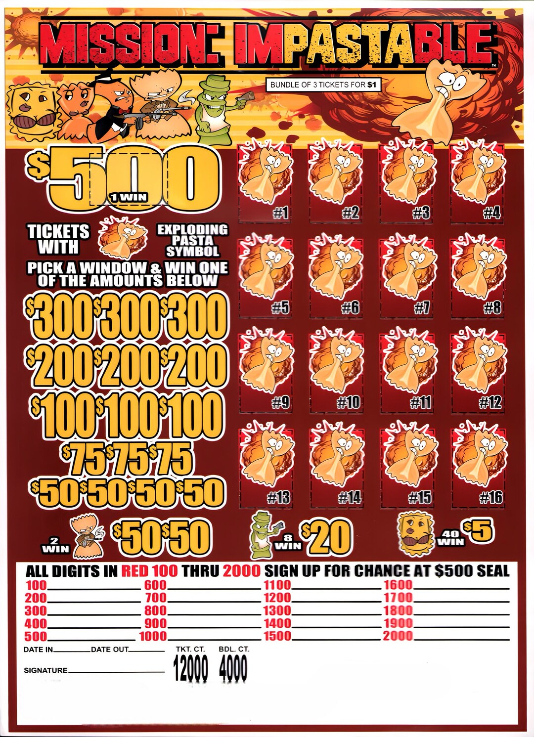 Misson Impastable - Jar Ticket - Pull Tab Ticket - Pick Board - Holder ...