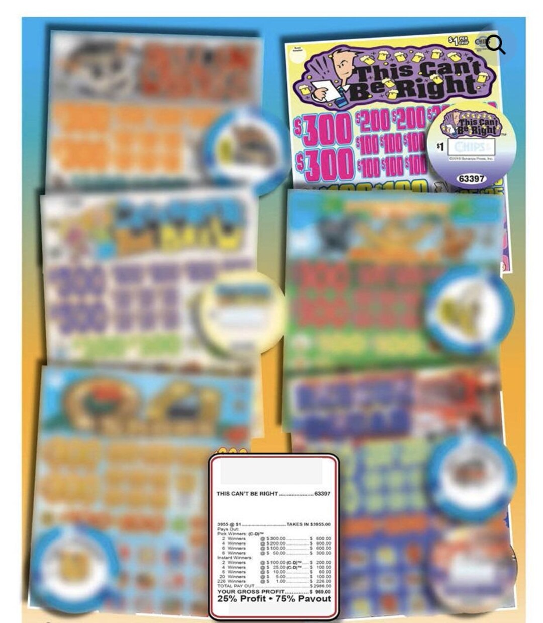 Pull Tab Tickets - Chips - Game - Pick Board - This Can't Be Right ...