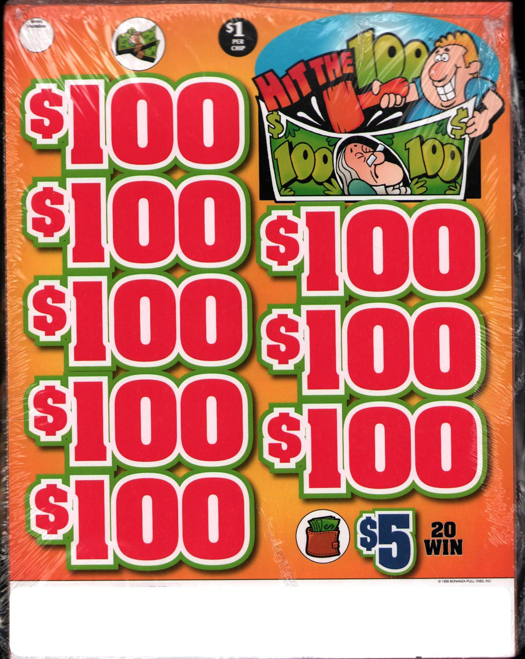 Hit the 100 4 Chip Ticket Pull Tab Ticket Ticket for Amusement Purposes ...