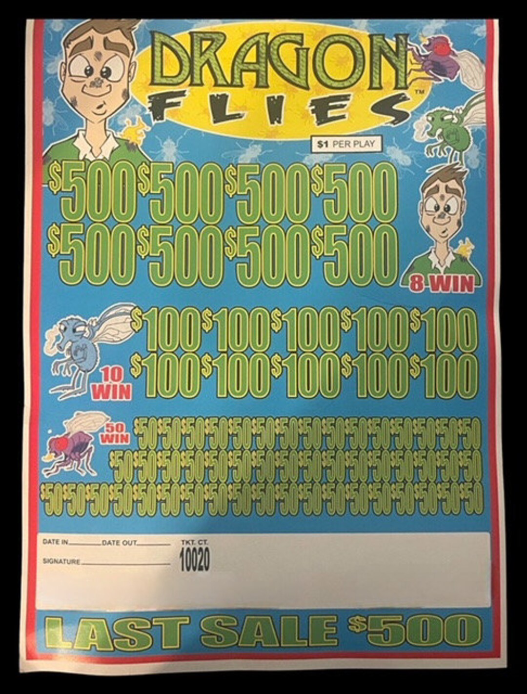 Dragon Flies Jar Ticket Pull Tab Ticket Ticket for Amusement Purpose ...