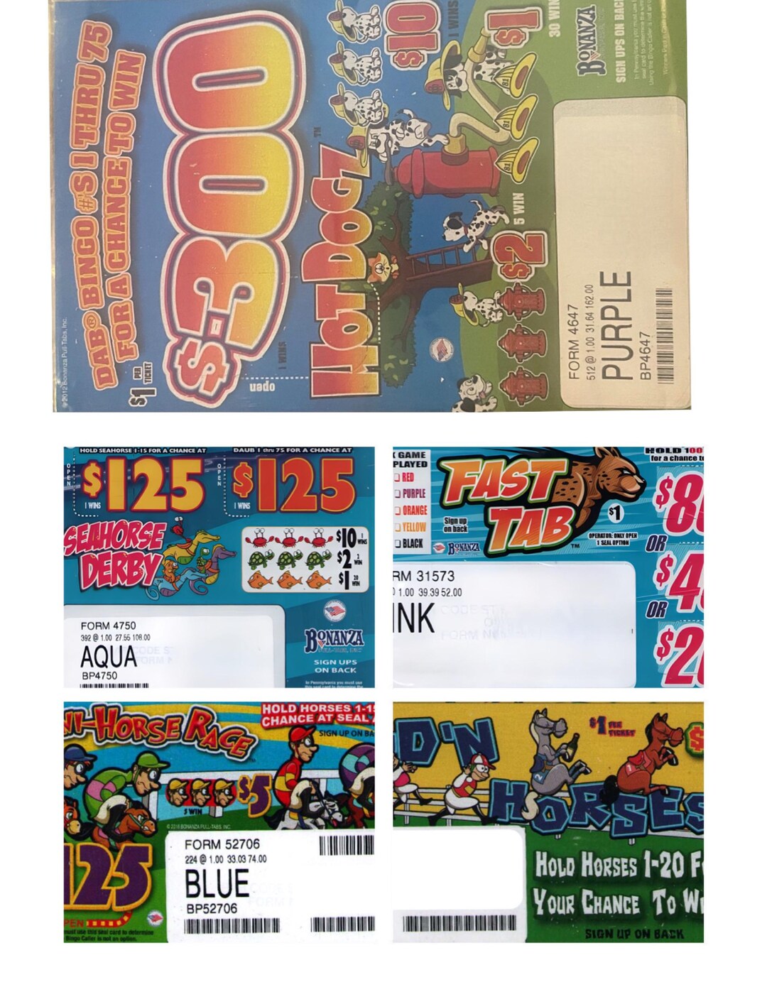 5 Pack Small Games 2 Pull Tab Ticket Ticket for Amusement Purpose Only ...