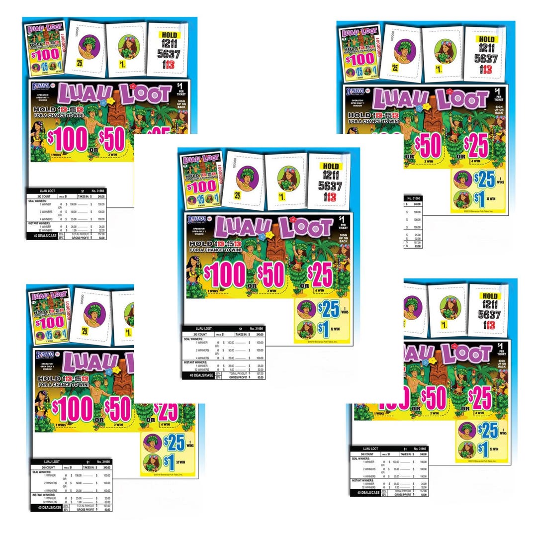 Pull Tab Tickets - Hard Card - Game - 5 Pack Luau Loot - 240 Ct Ea - Etsy