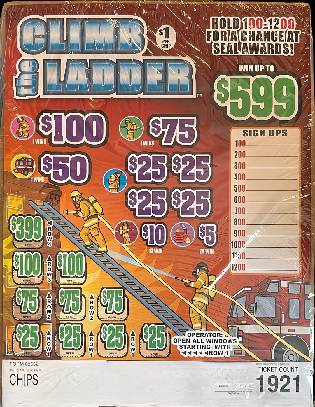 Climb the Ladder - Chip Ticket - Pull Tab Ticket - Ticket for Amusement ...