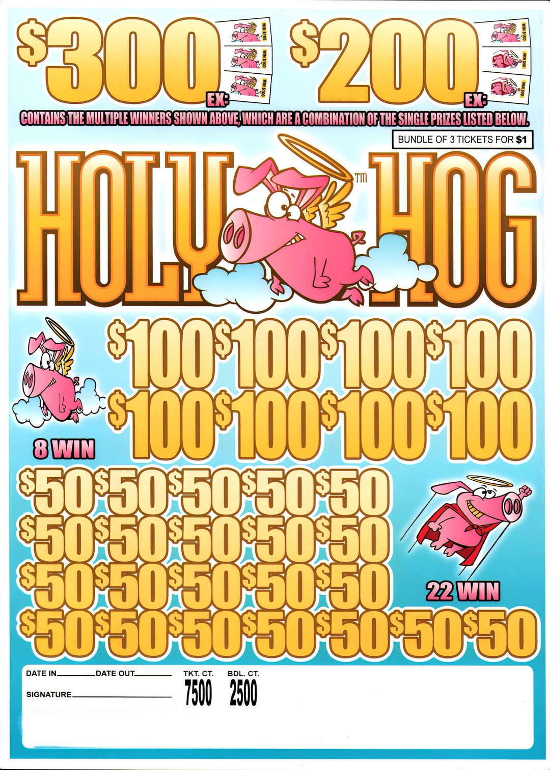 Carnival Cash Jar Ticket Pull Tab Ticket Ticket for Amusement Purposes ...