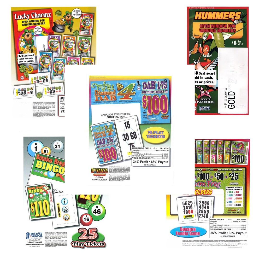 Pull Tab Tickets - Hard Card - Game - 5 Pack - Mixed Titles #3 - Etsy