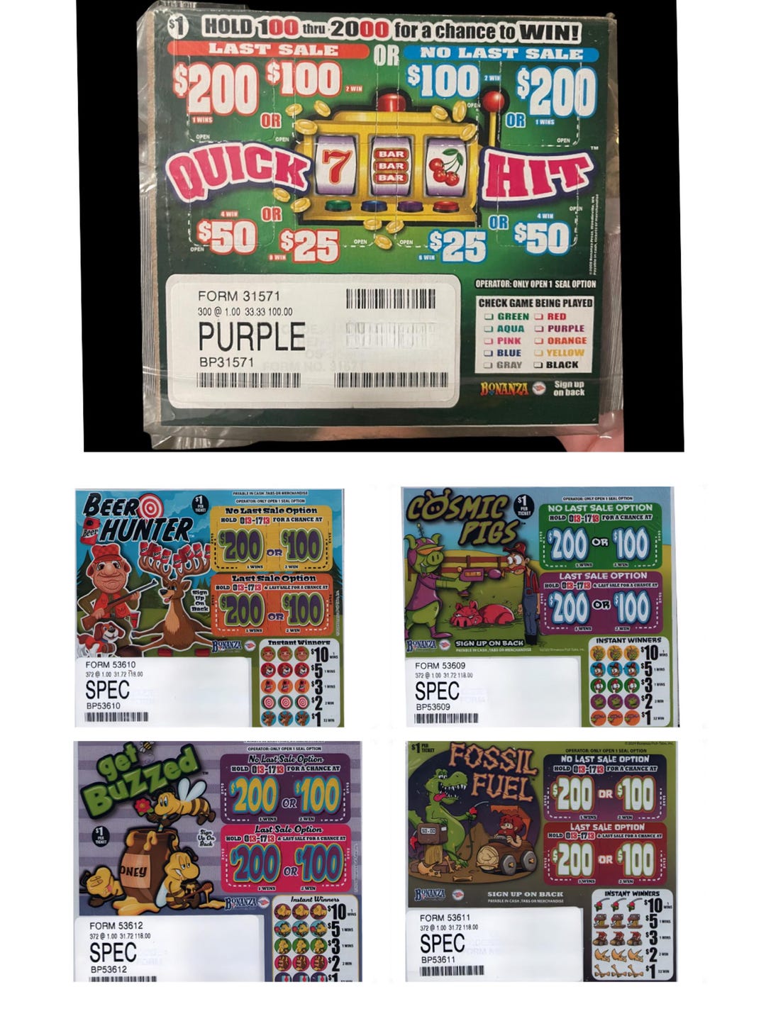 5 Pack - Mixed Titles #2 - Pull Tab Ticket - Ticket for Amusement ...